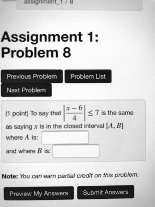 Assignment 6 Assignment 1 Problem 8 Previous Problem Problem List Next Problem Point 1 To Say