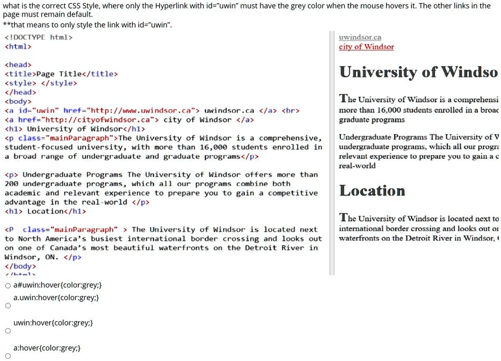 What Is The Correct Css Stylewhere Only The Hyperlink With Iduwinmust 6379