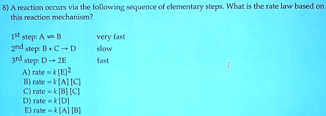 8 a reaction occurs via the following sequence of elementary steps what ...