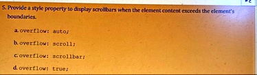 5 provide a style property to display scrollbars when the element ...