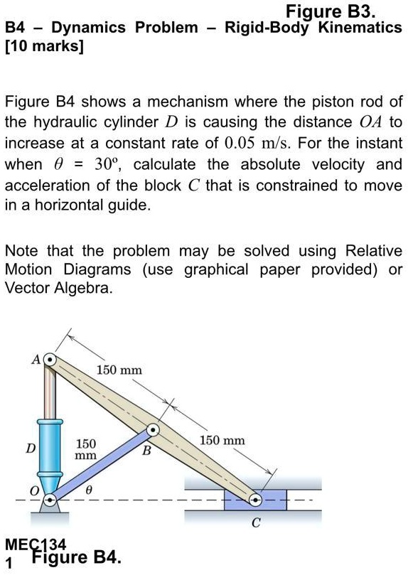 SOLVED: Figure B4 - Dynamics Problem: Rigid-Body Kinematics [10 marks] Figure B4 shows a ...