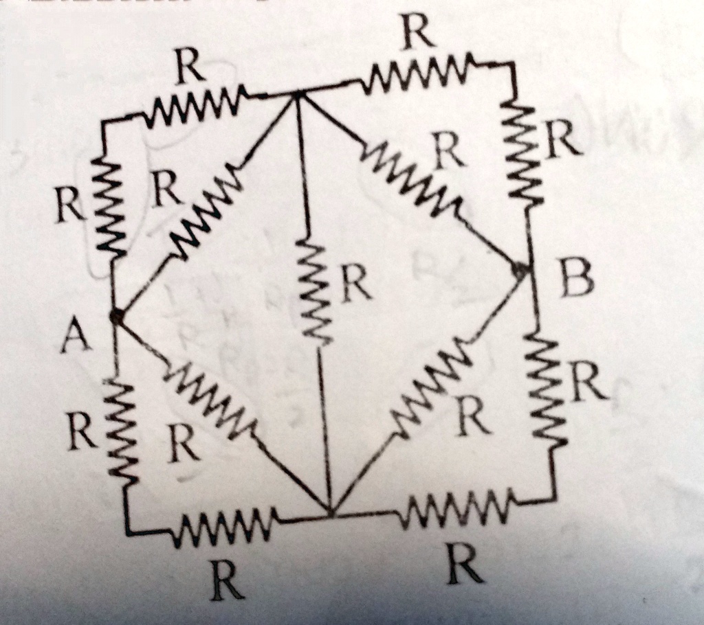 SOLVED: "13 resistances each of resistance 'R' ohm are connected in the ...