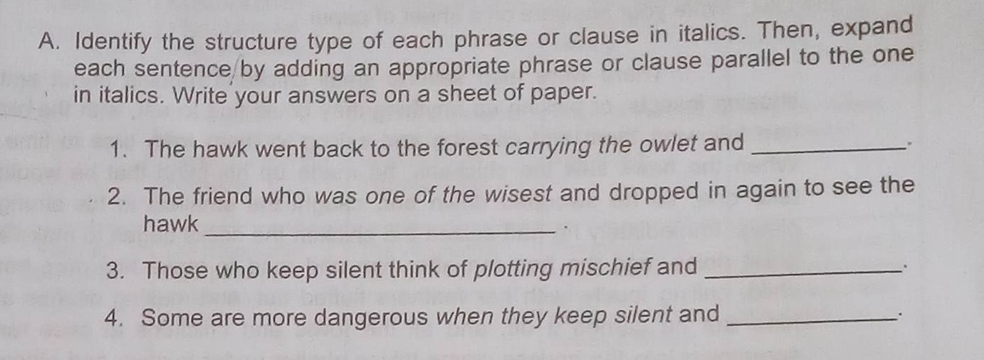 SOLVED: A. Identify the structure type of each phrase or clause in ...