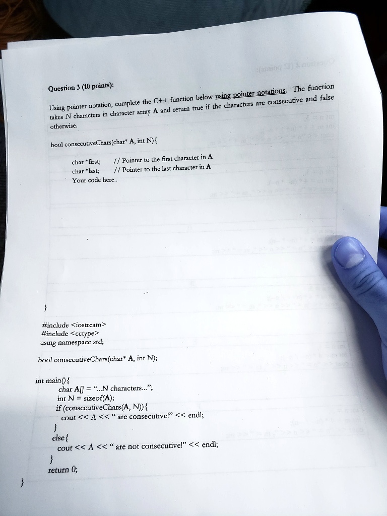 Solved Question 3 10 Points Using Pointer Notation Complete The C Function Below Using