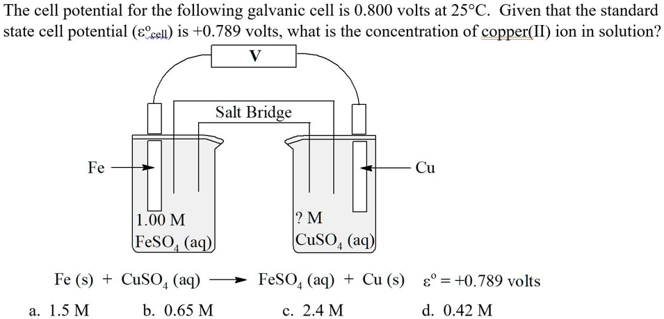 SOLVED: The cell potential for the following galvanic cell is 0.800 ...