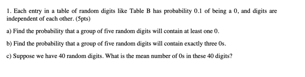 Random Digit Table Probability | Cabinets Matttroy