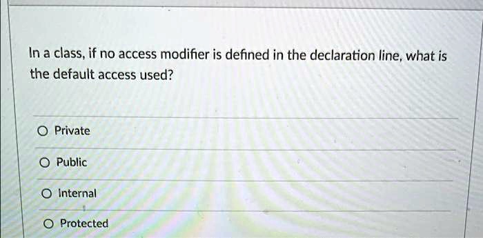 Solved In A Class If No Access Modifier Is Defined In The Declaration 0484