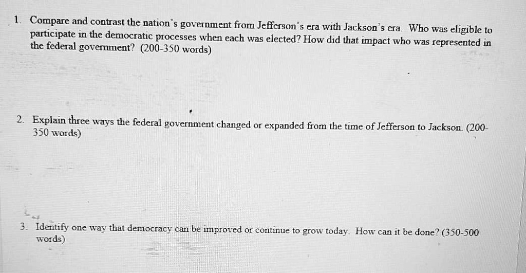 1. Compare and contrast the nation's government from...