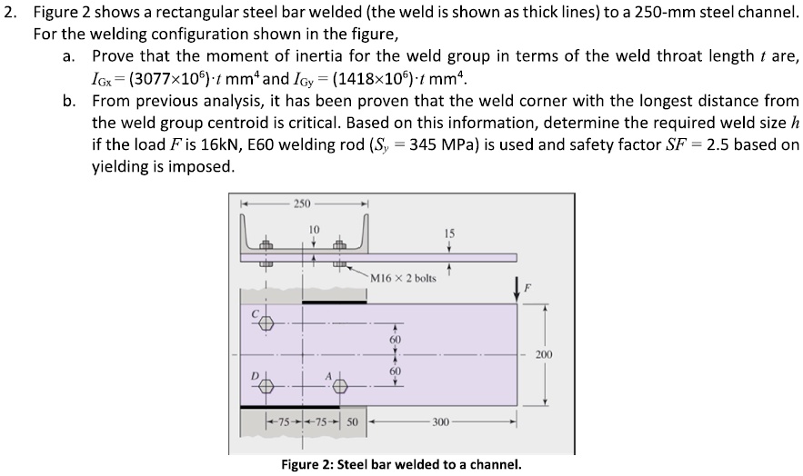 SOLVED: Mechanical Engineering - Machine Design Figure 2 shows a rectangular steel bar welded ...