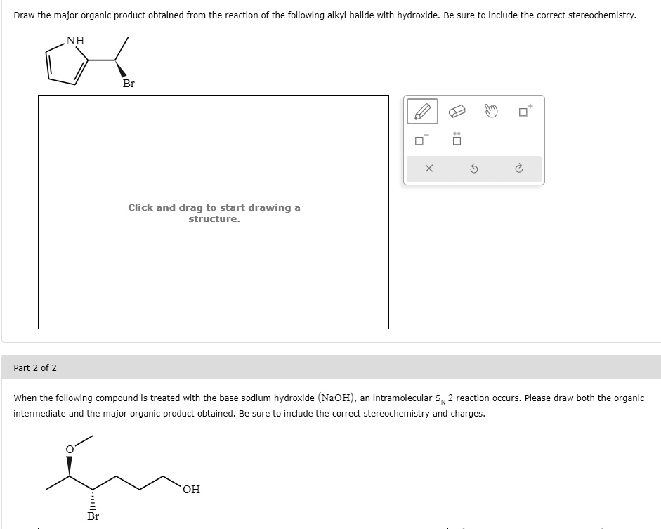 Draw the major organic product obtained from the reaction of the ...