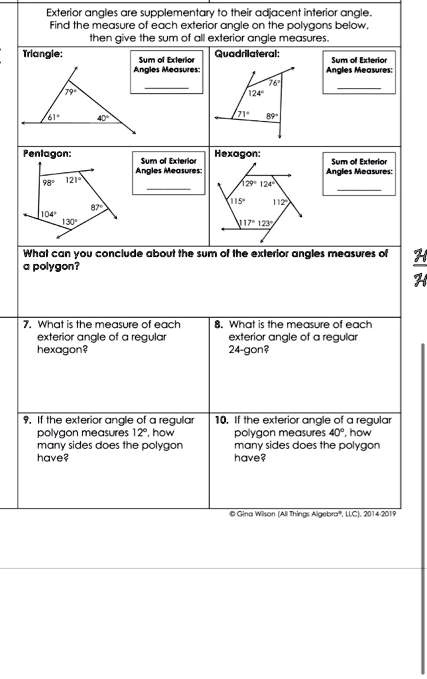 exterior angles are supplemeniar i0 ineir adacent inierior angle find ...