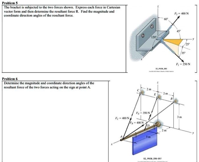 SOLVED: Problem 5: The bracket is subjected to the two forces shown ...