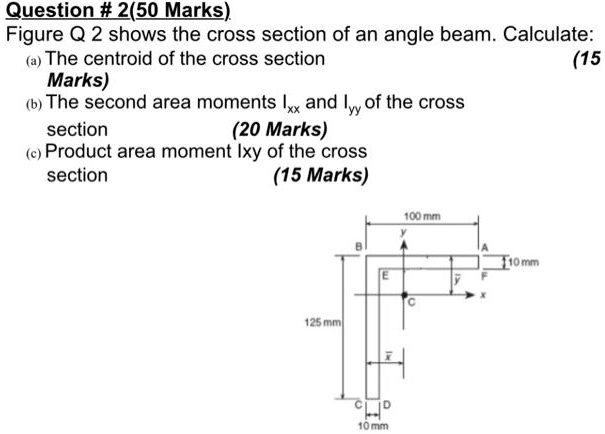 SOLVED: Question #2 (50 Marks): Figure Q2 shows the cross section of an angle beam. Calculate ...