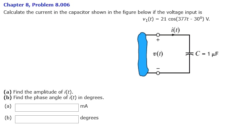 SOLVED: Text: Calculate the current in the capacitor shown in the figure below if the voltage ...