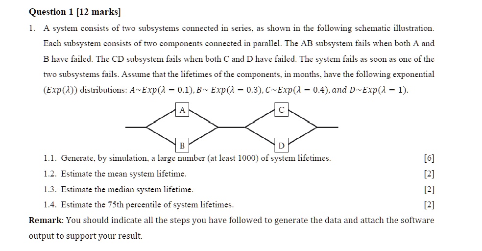 SOLVED: A system consists of two subsystems connected in series, as shown in the following ...
