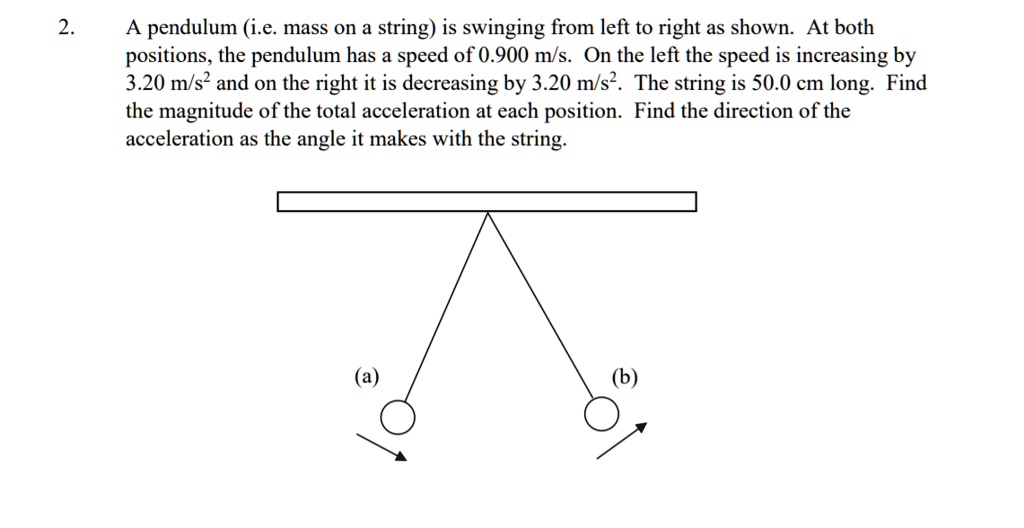 SOLVED: pendulum (i.e: mass on a string) is swinging from left to right ...