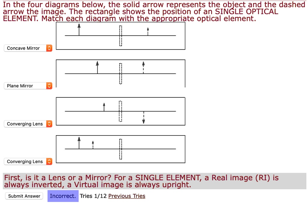 SOLVED:In the four diagrams below, the solid arrow represents the_object and the dashed arrow ...