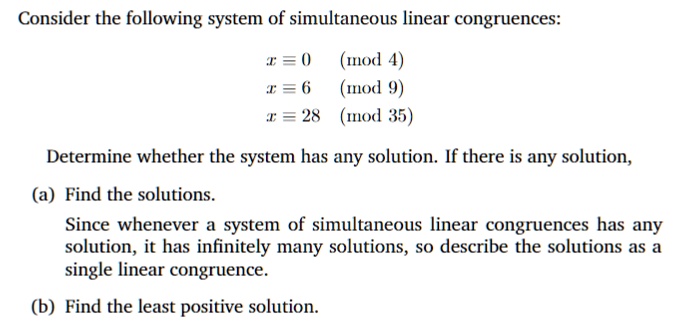 Solved Consider The Following System Of Simultaneous Linear