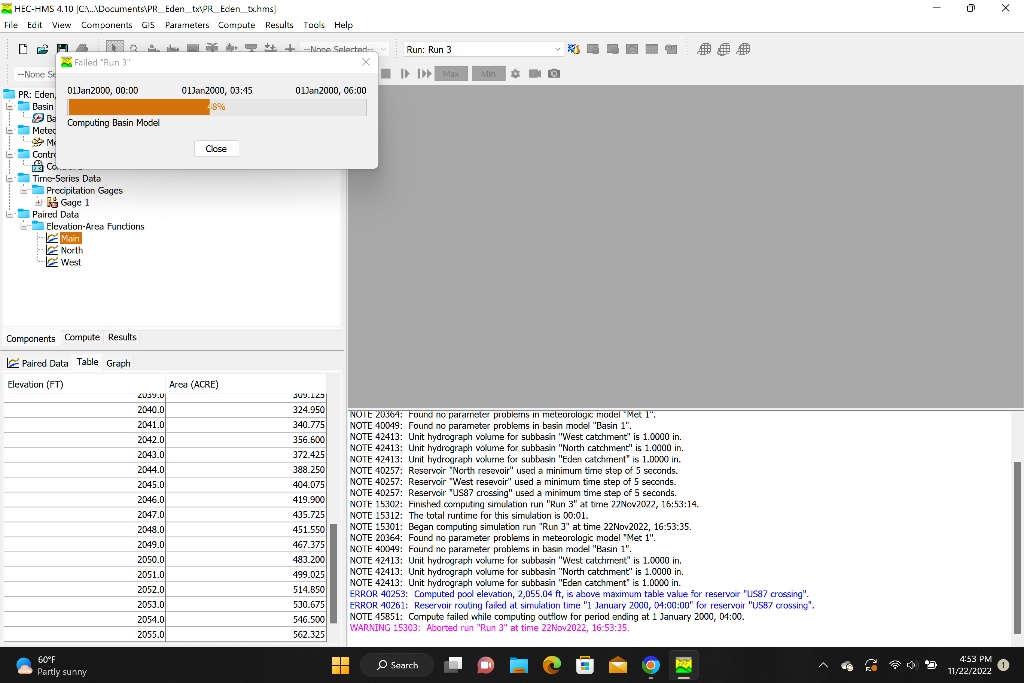 I have problems with hec hms it keeps giving us these errors...