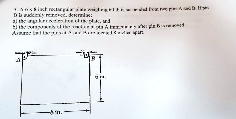 SOLVED: Bis suddenly removed, determine: the angular acceleration of the plate, and the ...