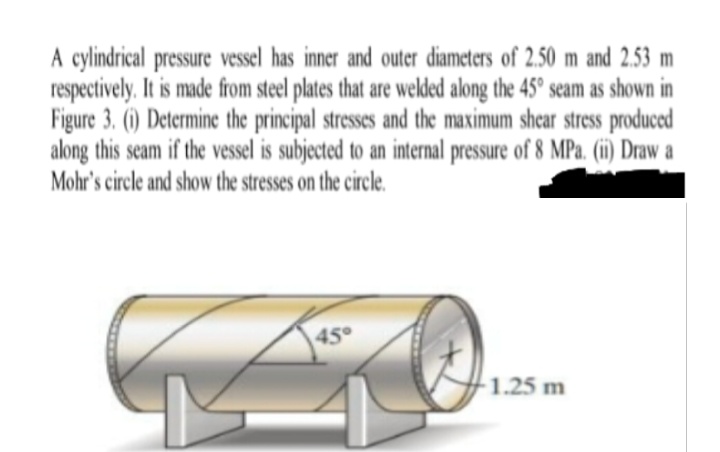 SOLVED: A cylindrical pressure vessel has inner and outer diameters of ...