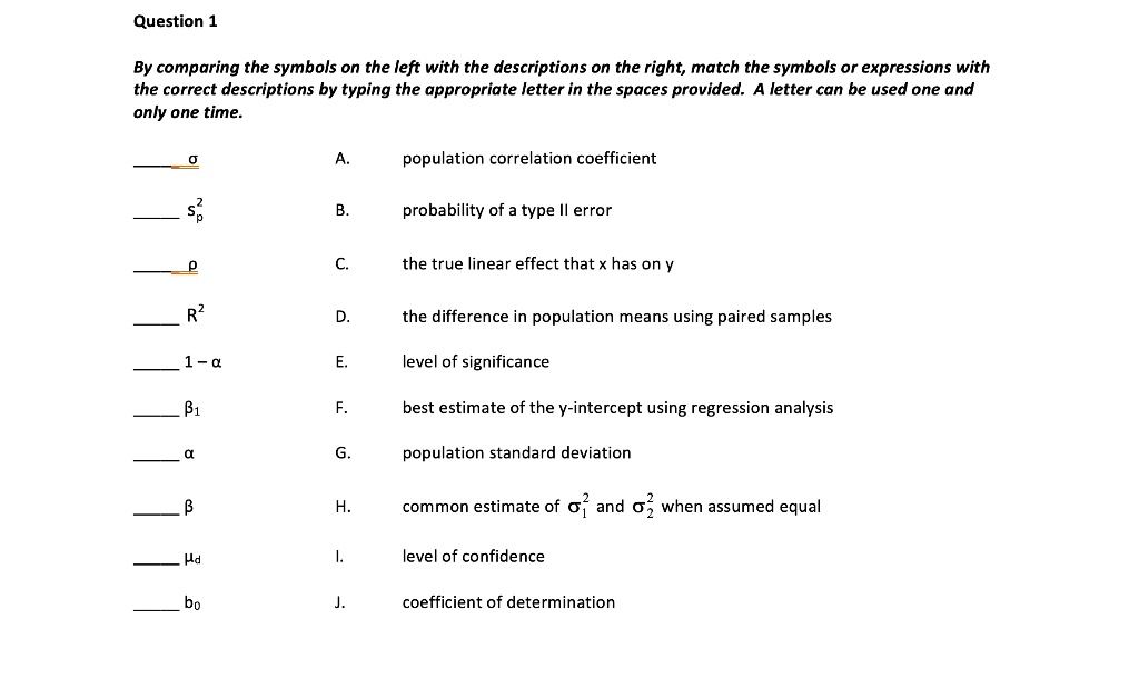 SOLVED: Question By comparing the symbols on the left with the ...