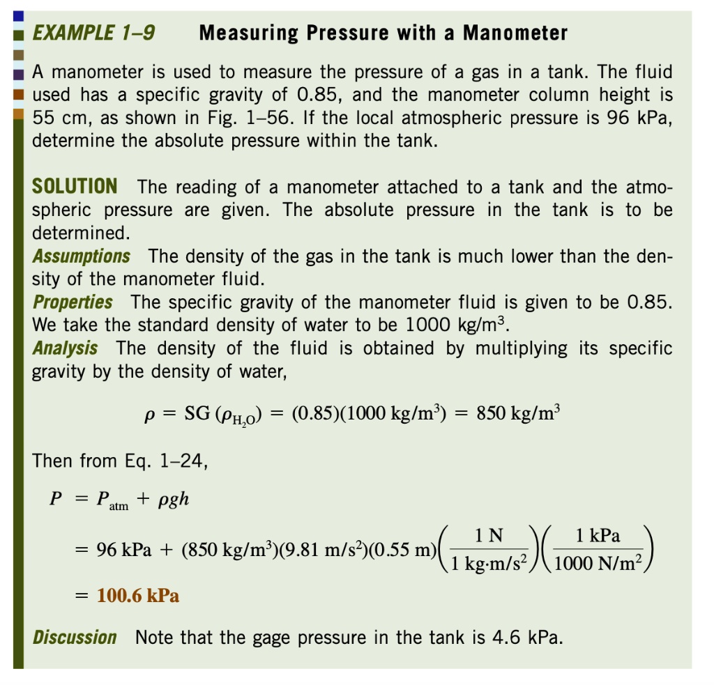 SOLVED: A manometer is used to measure the pressure of a gas in a tank ...