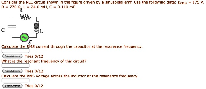 consider the rlc circuit shown in the figure driven by sinusoidal emf ...