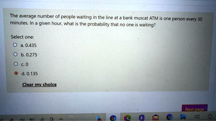 The average number of people waiting in the line at a Bank Muscat ATM ...