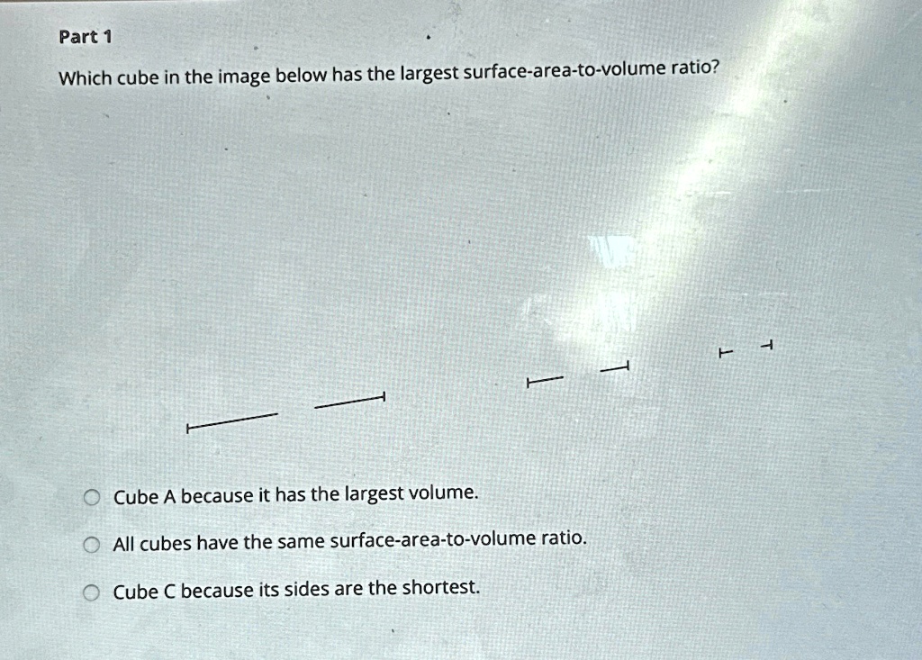 Part 1 Which cube in the image below has the largest surface-area-to ...