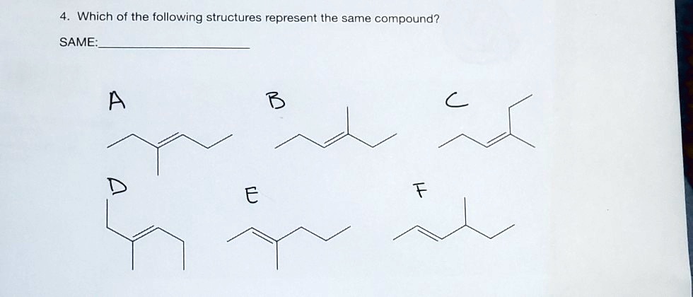 SOLVED: Which of the following structures represent the same compound ...