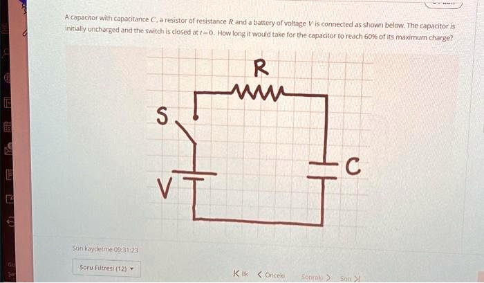 SOLVED: Texts: A capacitor with capacitance C, a resistor of resistance R, and a battery of ...