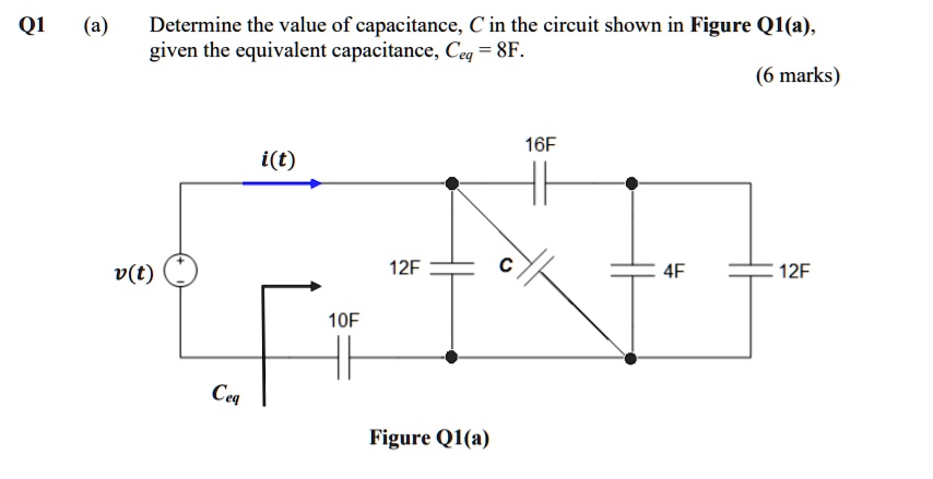 SOLVED: Q1 (a) Determine the value of capacitance, C in the circuit shown in Figure Q1(a) given ...