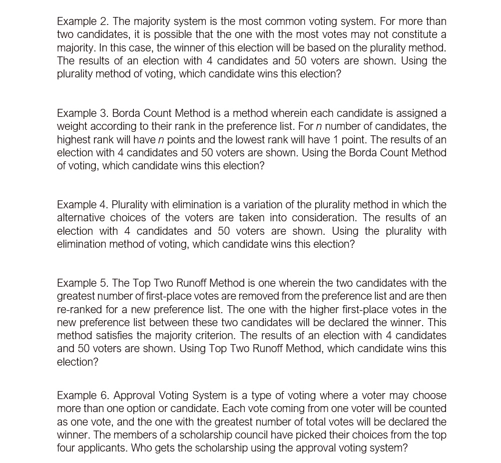 example 5 example 2 the majority system is the most common voting ...
