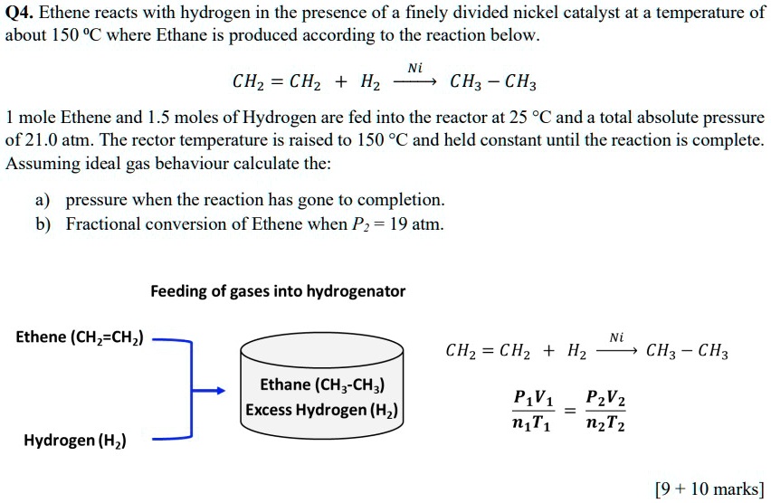 Q4. Ethene reacts with hydrogen in the presence of a finely divided ...
