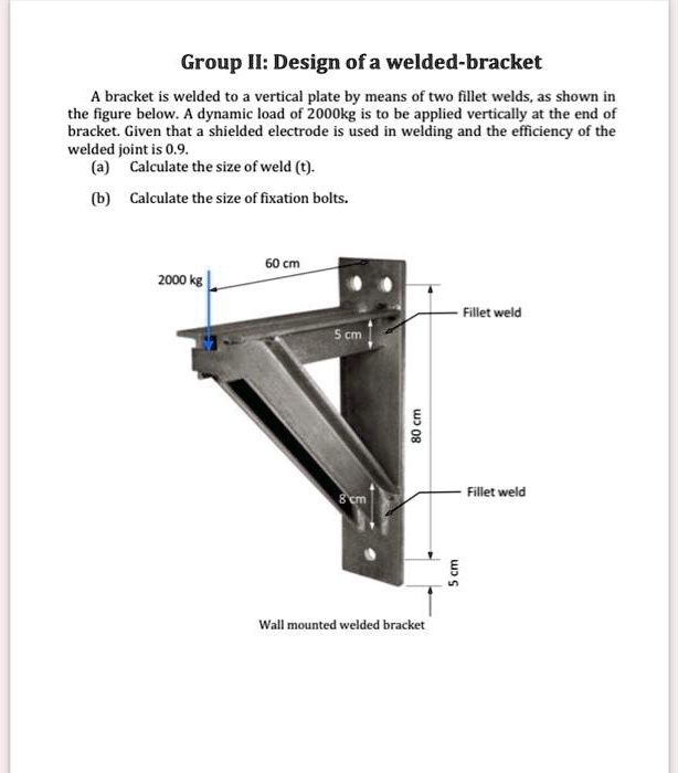Group II: Design of a welded-bracket A bracket is welded to a vertical plate by means of two ...