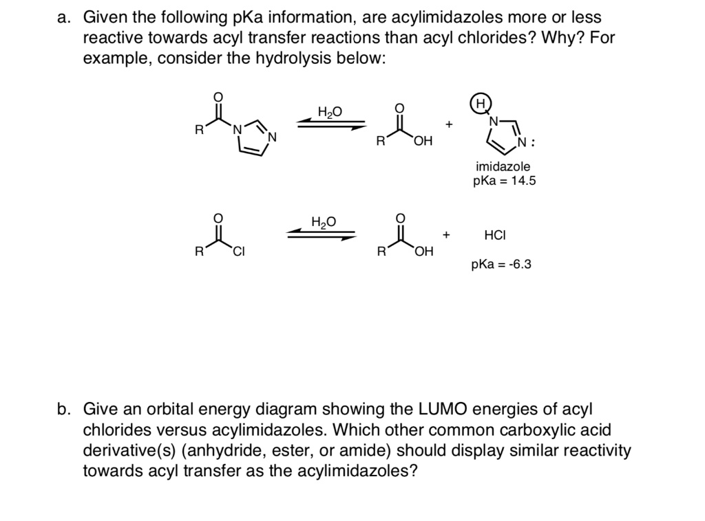 given the following pka information are acylimidazoles more or less ...