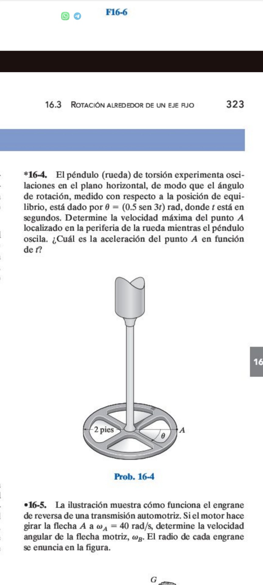 *16-4. El péndulo (rueda) de torsión experimenta...