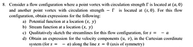 8. Consider a flow configuration where a point vortex with circulation ...
