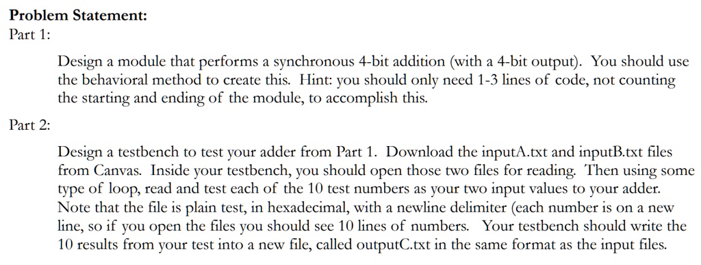 Solved Please Write In Verilog Code Problem Statement Part 1 Design A Module That Performs A