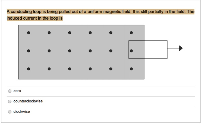 a conducting loop is being pulled out of a uniform magnetic field it is ...