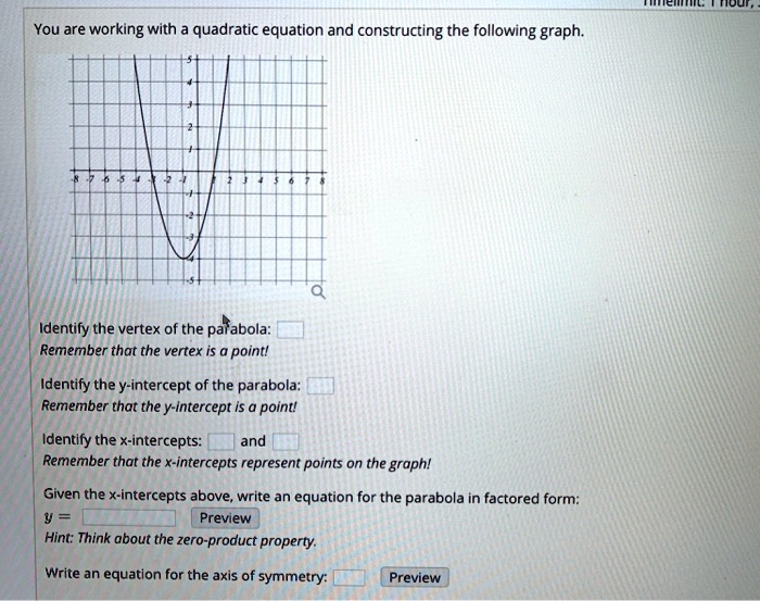 SOLVED: You are working with quadratic equation and constructing the ...