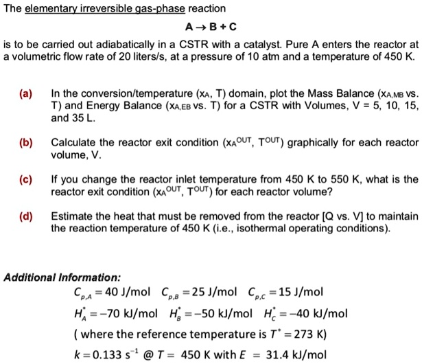 The elementary irreversible gas-phase reaction A?B+C is to be carried ...