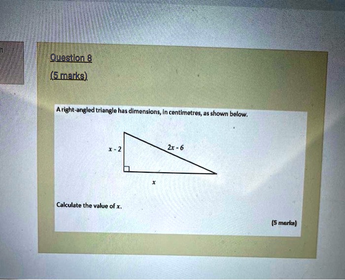 SOLVED: A right-angled triangle has dimensions, in centimeters, as ...