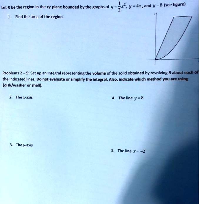 SOLVED: Let R be the region in the xy-plane bounded by the graphs of y = 1,y=4x, and y=8 (see ...