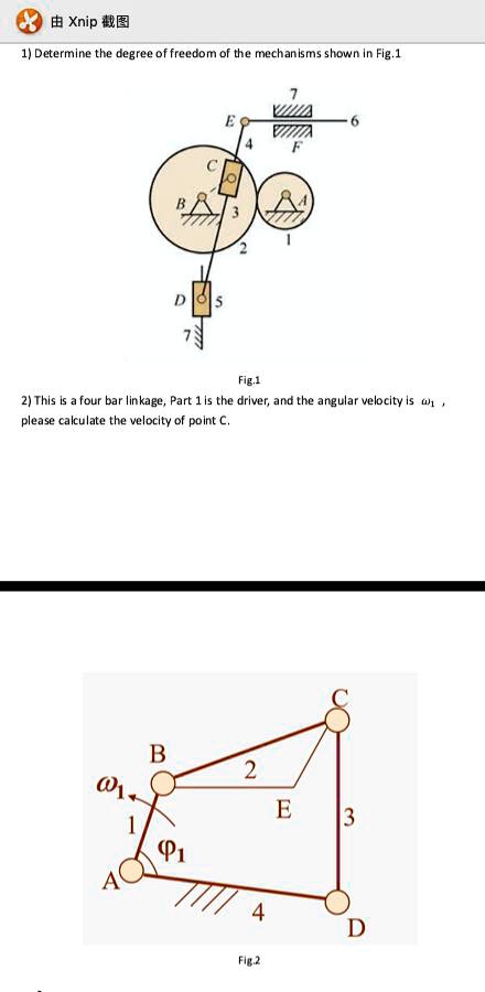 SOLVED: Determine the degree of freedom of the mechanisms shown in Fig ...