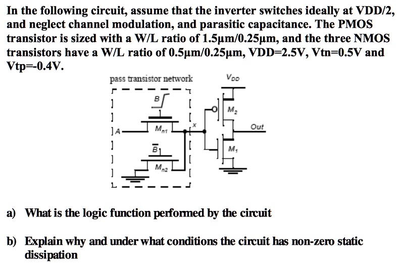 SOLVED: In the following circuit, assume that the inverter switches ideally at VDD/2 and neglect ...