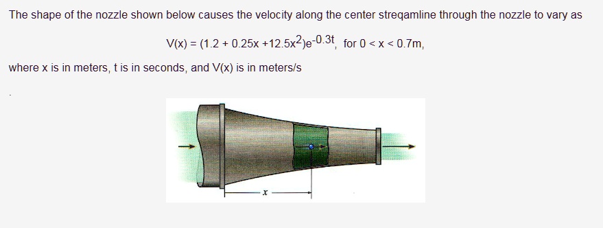 The Shape Of The Nozzle Shown Below Causes The Velocity Along The