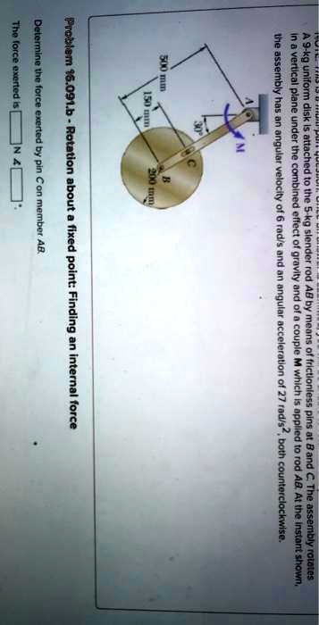 The force exerted is determined by pin Con member AB 500mm 200m B AM Problem 16.091.b-Rotation ...