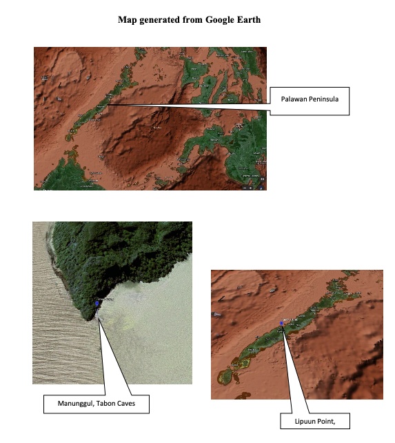 1 given the map below extracted from google earth the tabon caves in ...